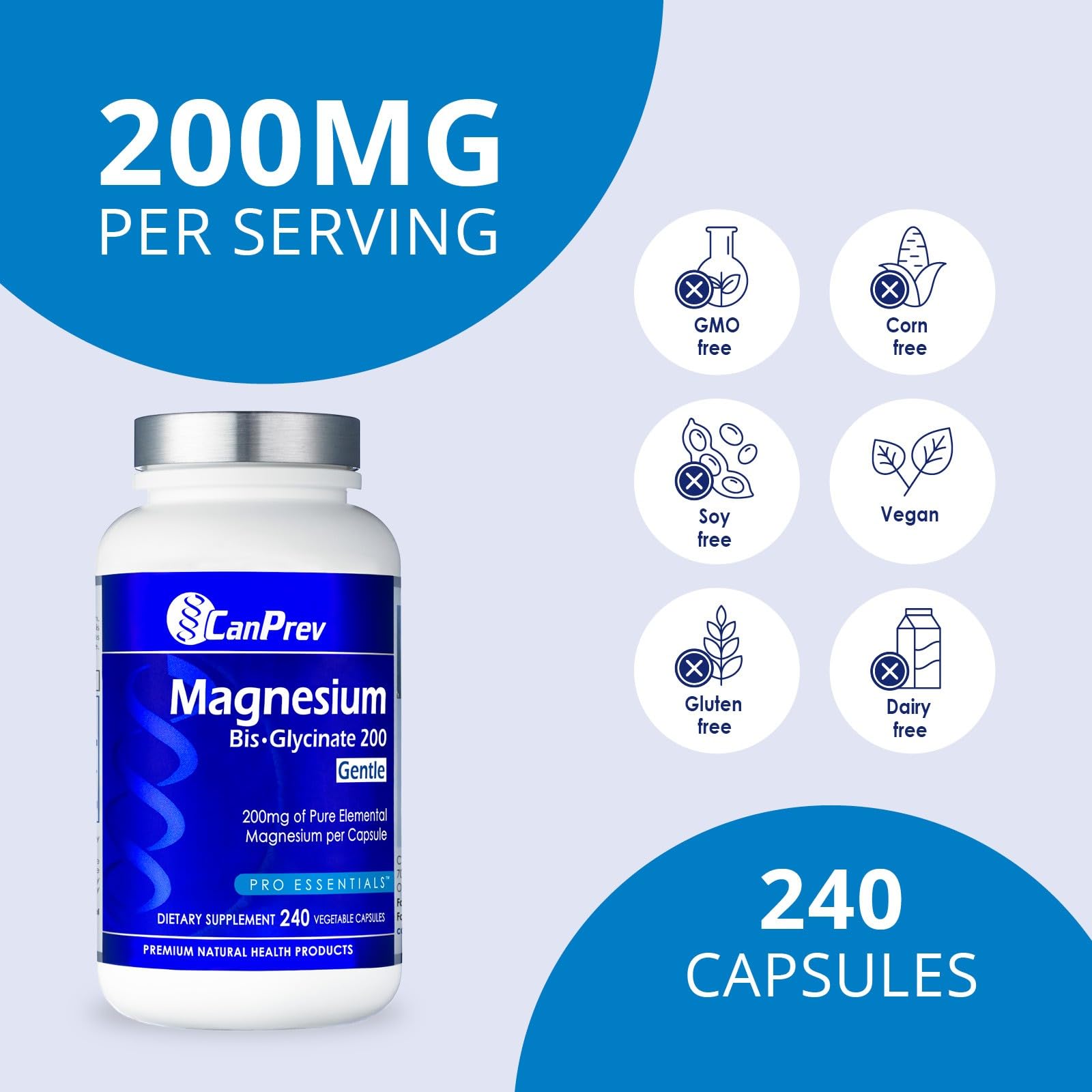 Mua CanPrev Magnesium BisGlycinate Gentle 200mg, 240 v-Caps 240-Day ...