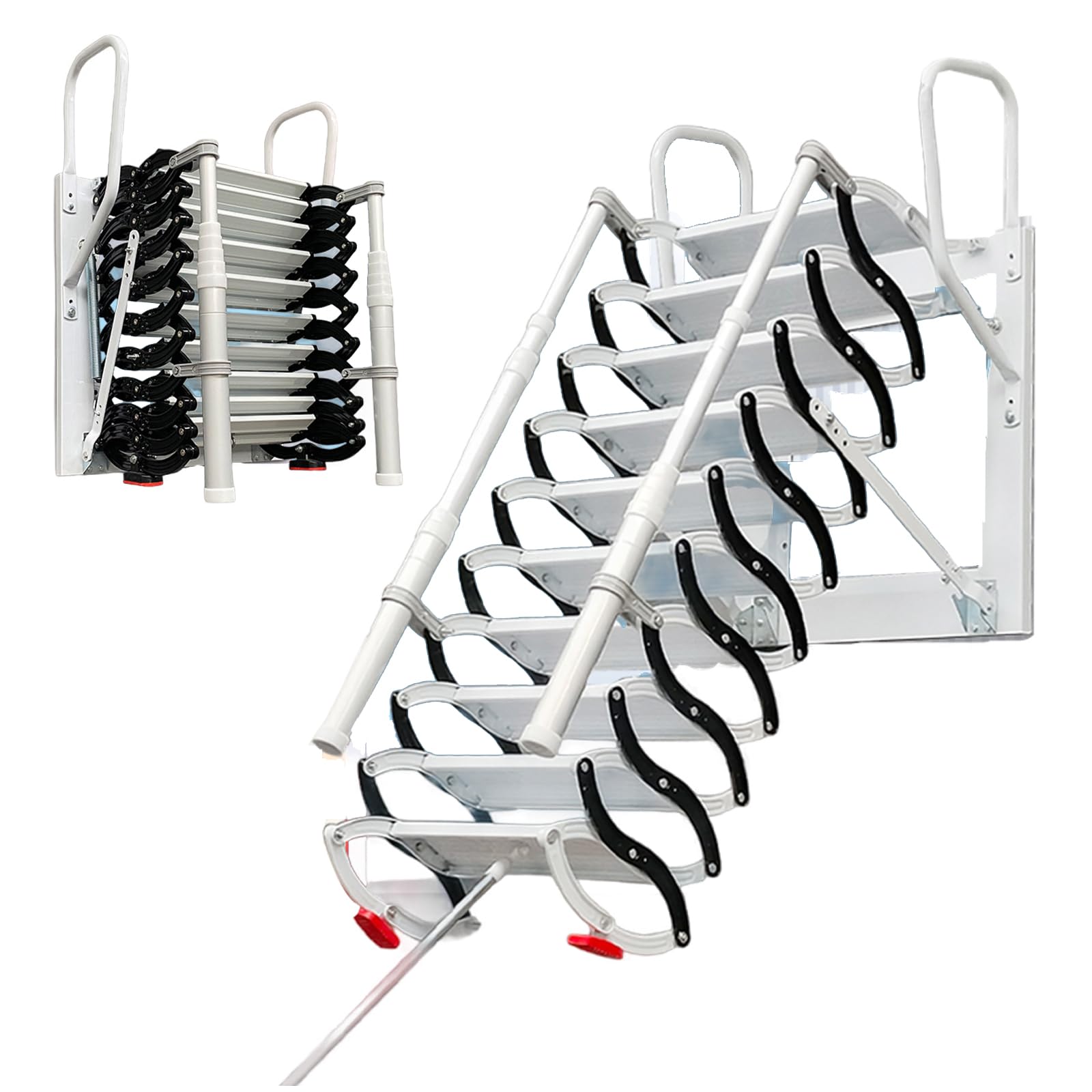 Wall-Mounted Folding Stairs, Folding Loft Staircase with Handrails ...