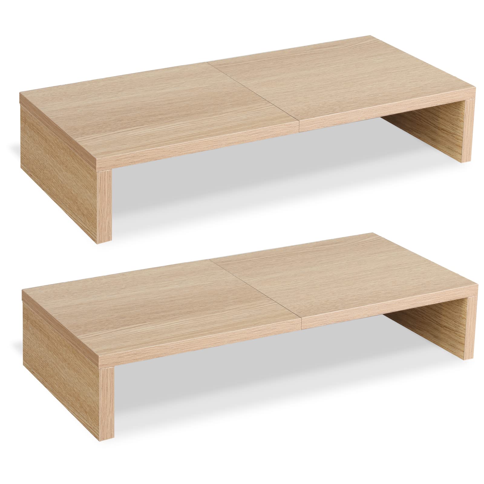 TEAMIX 2 Pack Monitor Stand Riser-20 inch, Wood Monitor Stand, Desktop ...