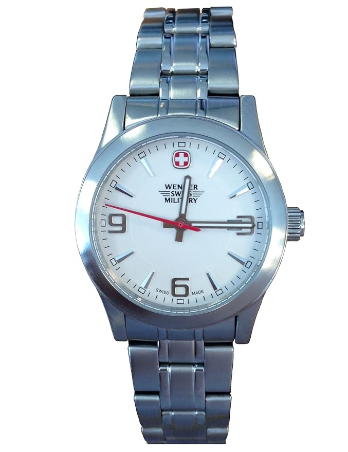 Wenger Swiss Military Field White Dial Stainless Steel Bracelet Ladies ...