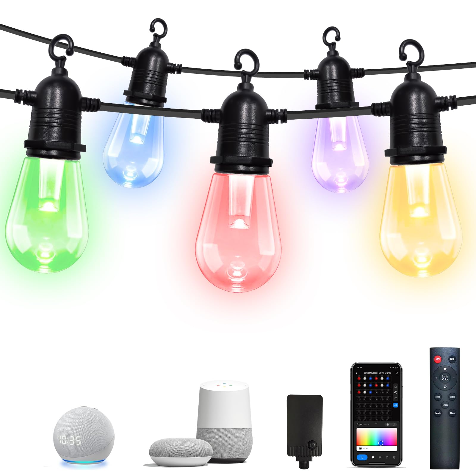 GUYULUX Outdoor String Lights Waterproof, 15 Shatterproof LED Bulbs ...