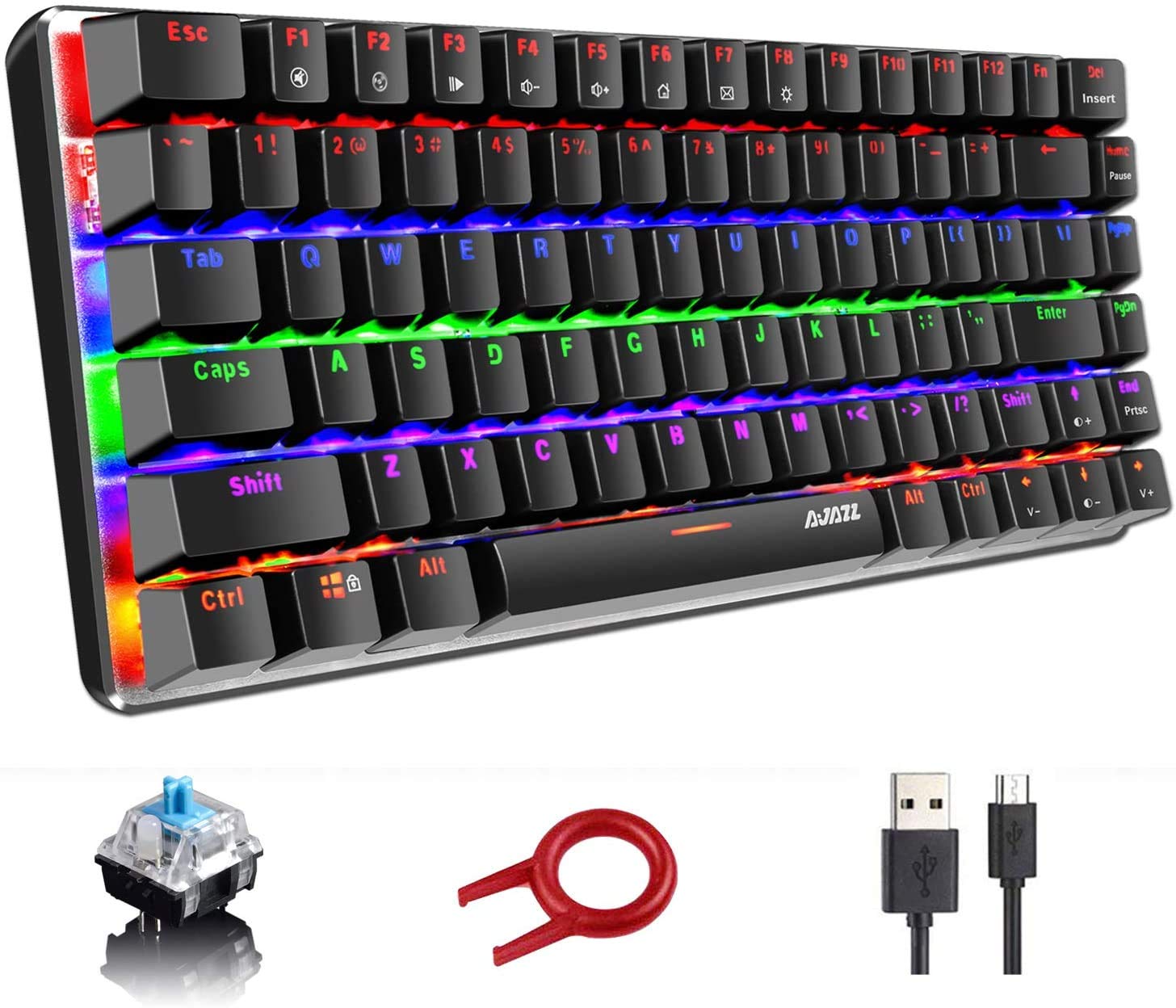 Felicon Mechanical Keyboard Ak33 Rainbow Led Backlit Usb Cable Gaming ...