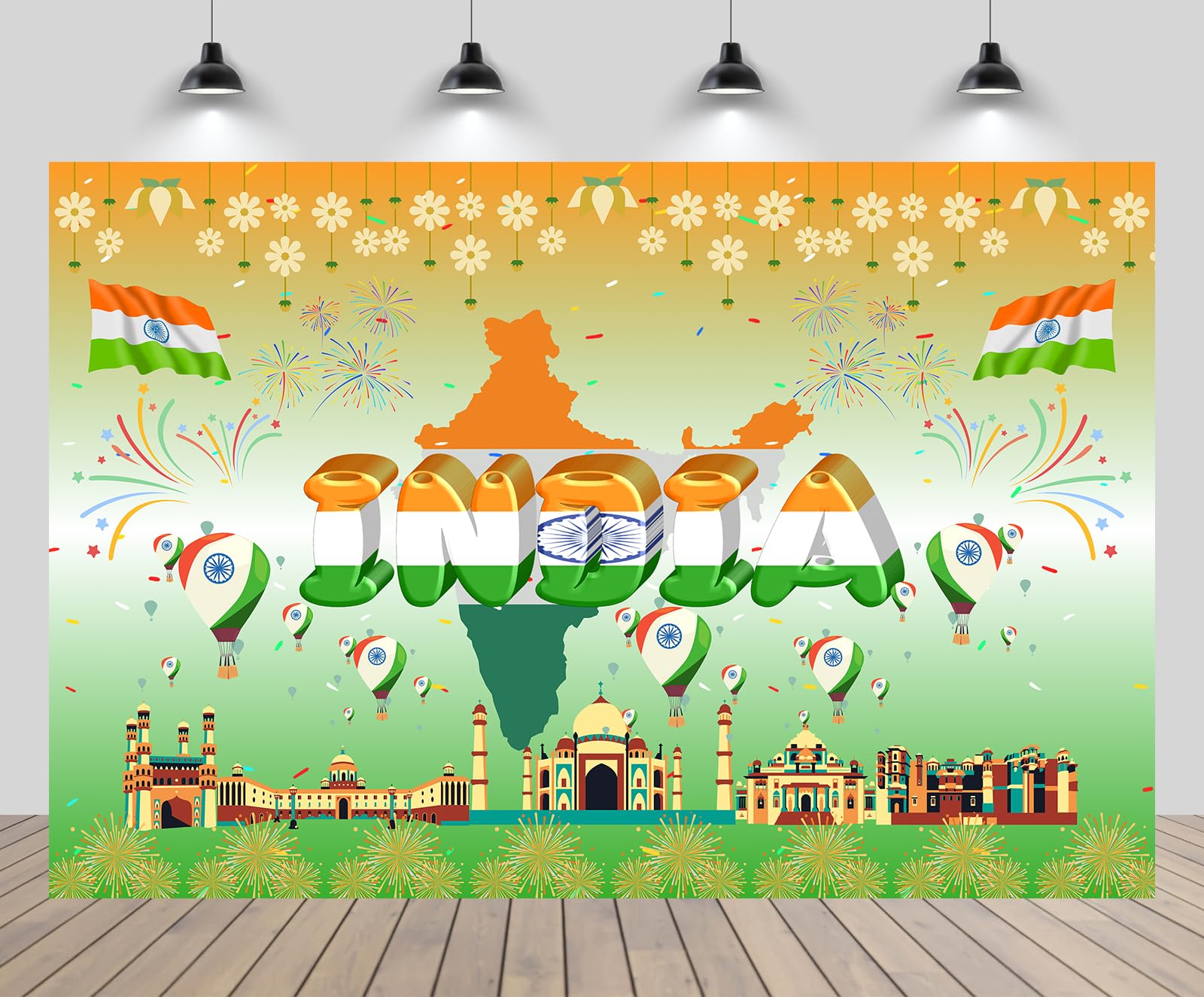 CHNYWORK 7x5ft India Day Backdrop Indian National Flag India ...