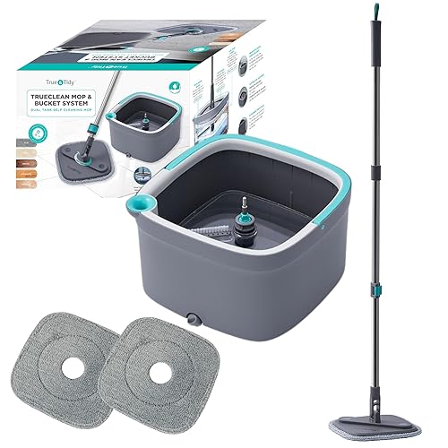 True & Tidy® True Clean Mop and Bucket System, Includes Square Spin Mop ...