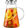 Amazon.com: 2 Liter 68 oz Glass Pitcher with Lid, Bivvclaz Glass Water ...
