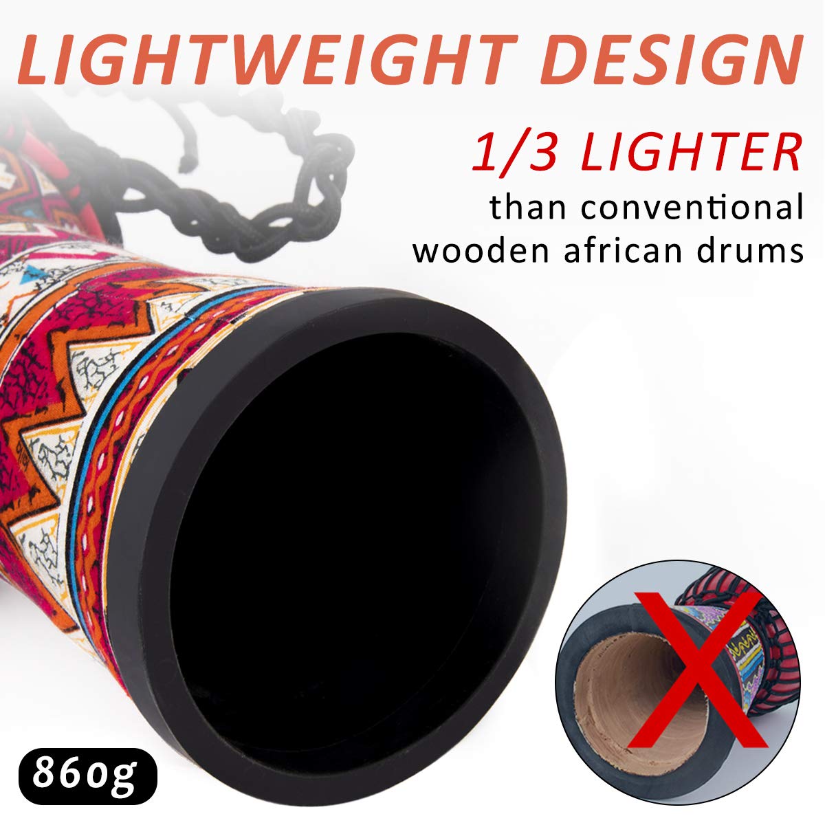 Mua lotmusic African Djembe Drum, Standard 8'' Red Cloth Stitched Congo ...