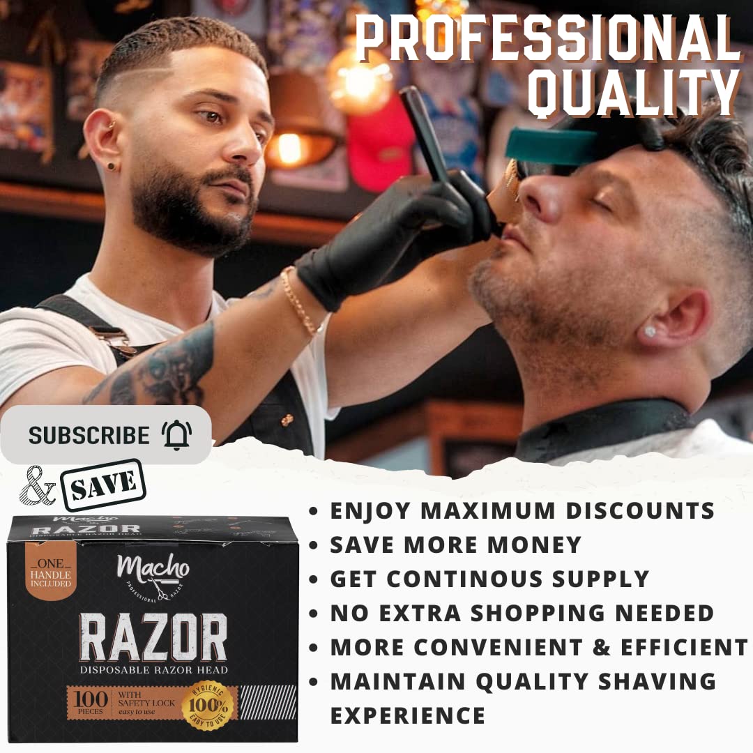 Professional Straight Razors for Men - Blade Holder with 100 Disposable ...