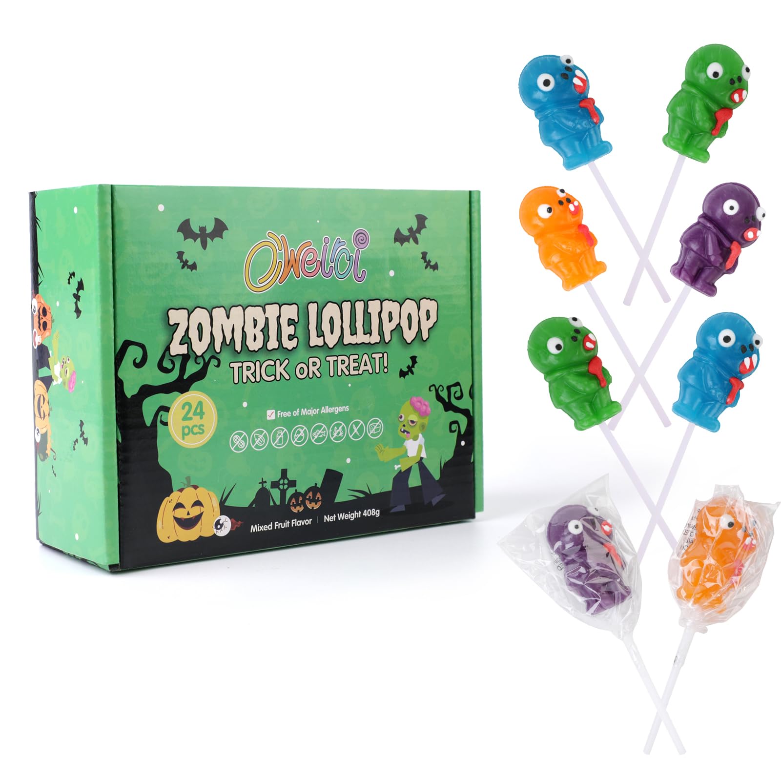 Halloween Lollipop Suckers,Zombie Candy Suckers,Lollipops Individually ...