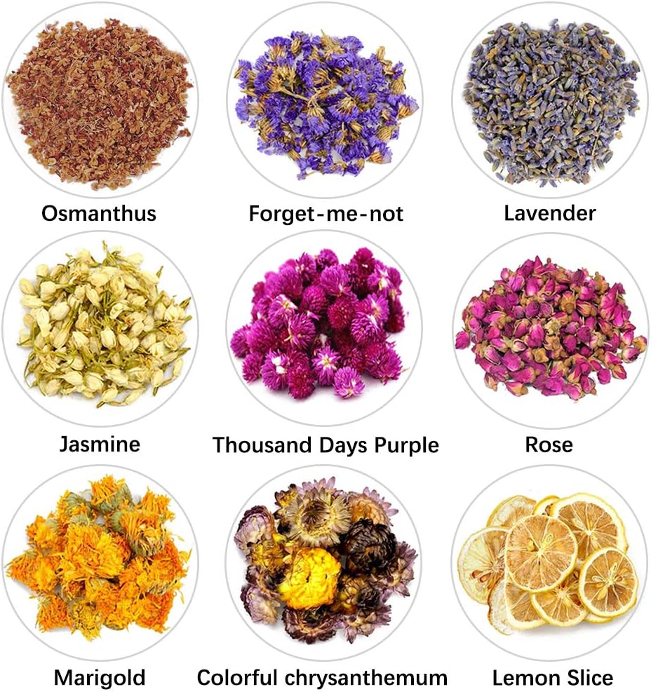 Dried Flowers, 9 Types Natural Flowers Dried Flower Kit – Rose ...