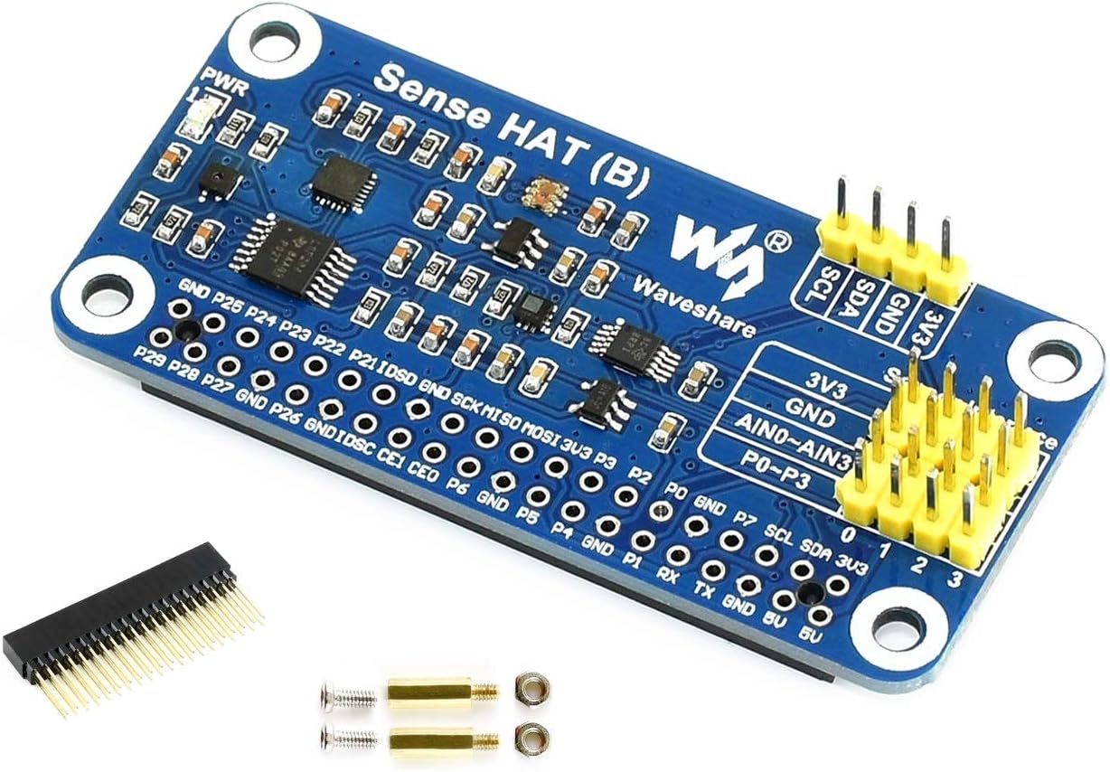 Amazon.com: Sense HAT (B) for Raspberry Pi 4/3 B+/3 B/2 B/B+/3 A+/A+ ...