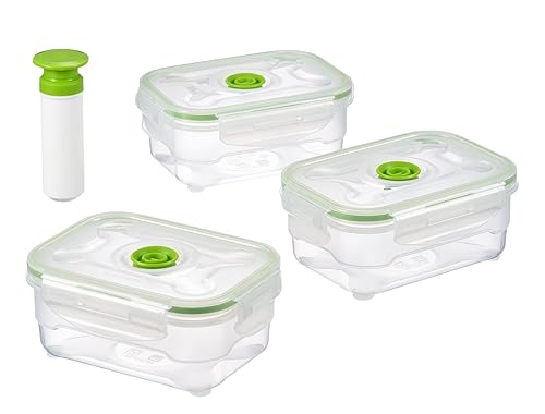 Vacuumsaver Flavia 3 piece food container set - with vacuum pump ...