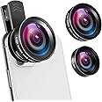 Amazon.com: Criacr Phone Camera Lens, 0.45X Super Wide Angle Lens, 15X Macro Lens, Clip-On 2 in ...