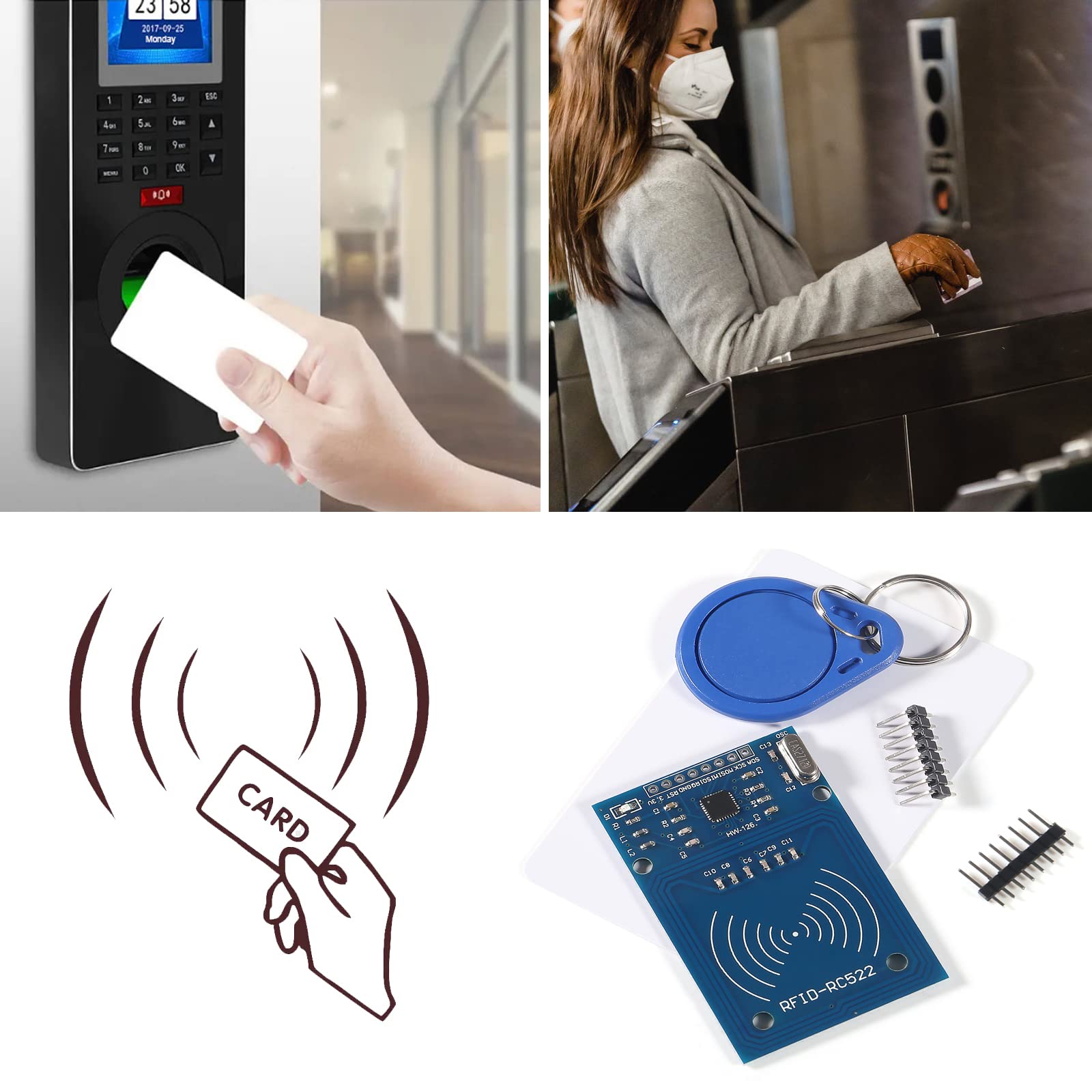 Mua 5PCS RFID Kit Mifare RC522 Reader Module RF IC Card Sensor Module ...