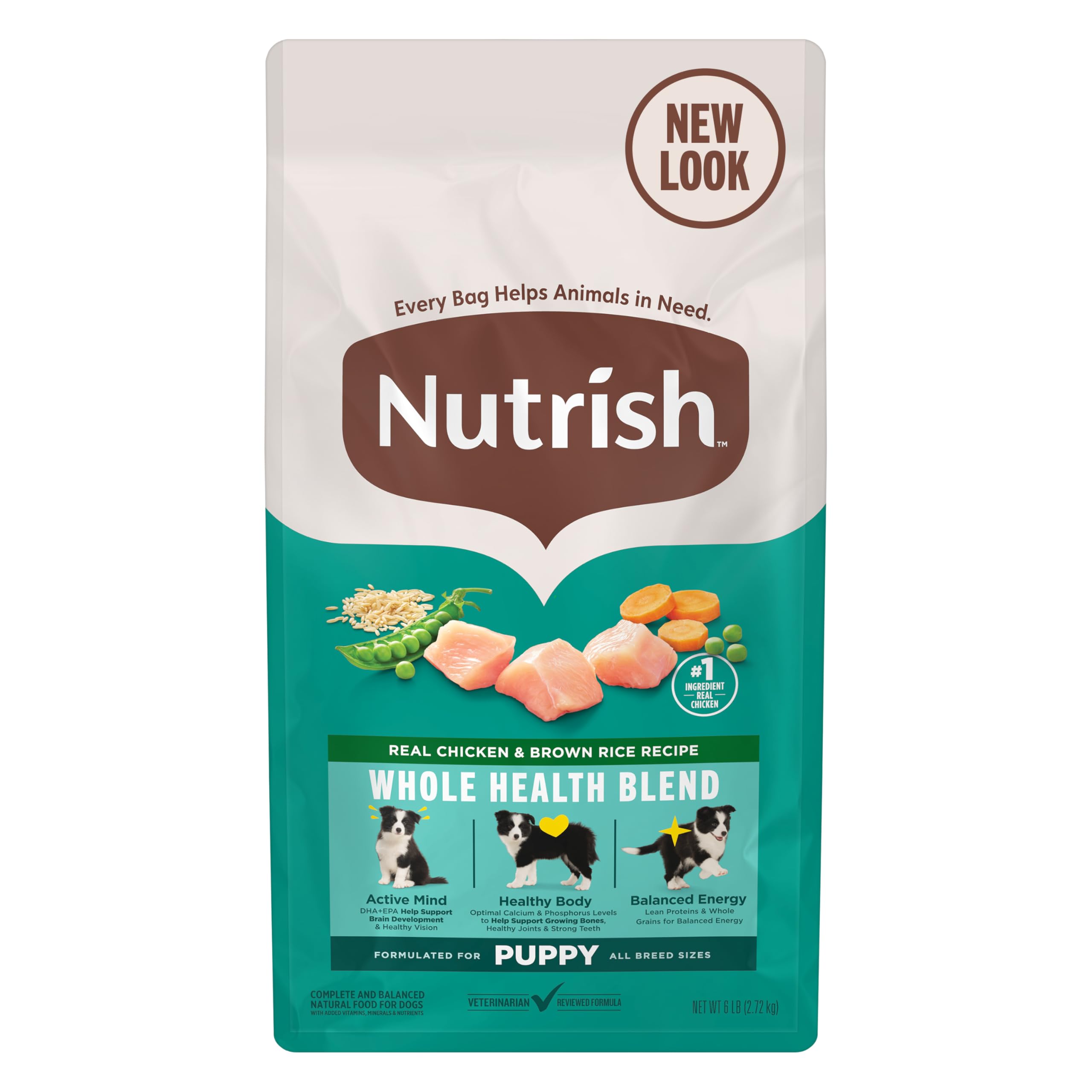 Nutrish Puppy Real Chicken & Brown Rice Recipe Whole Health Blend Dry ...