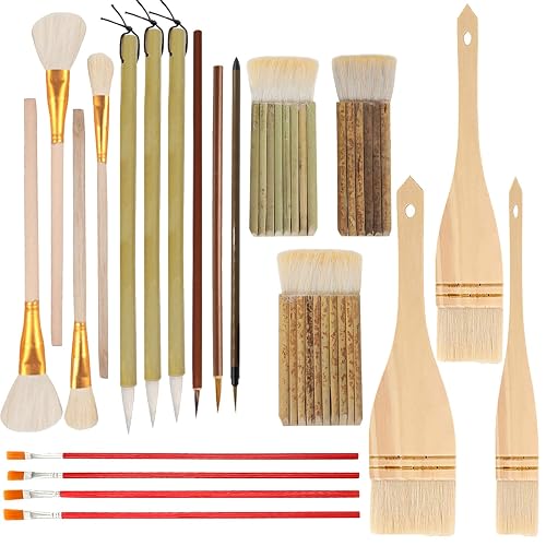 20Pcs Pottery Glaze Brushes Kit, Ceramic Brushes for Pottery Art ...
