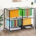 Amazon.com: Rolling File Cart,2 Tiers Metal Rolling File Carts with ...