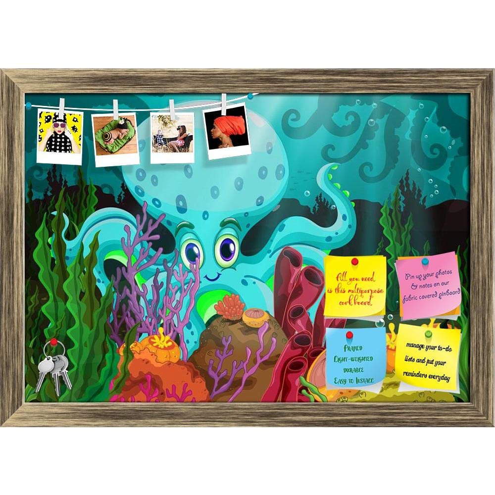 ArtzFolio Giant Octopus Underwater Printed Bulletin Board Notice Pin ...