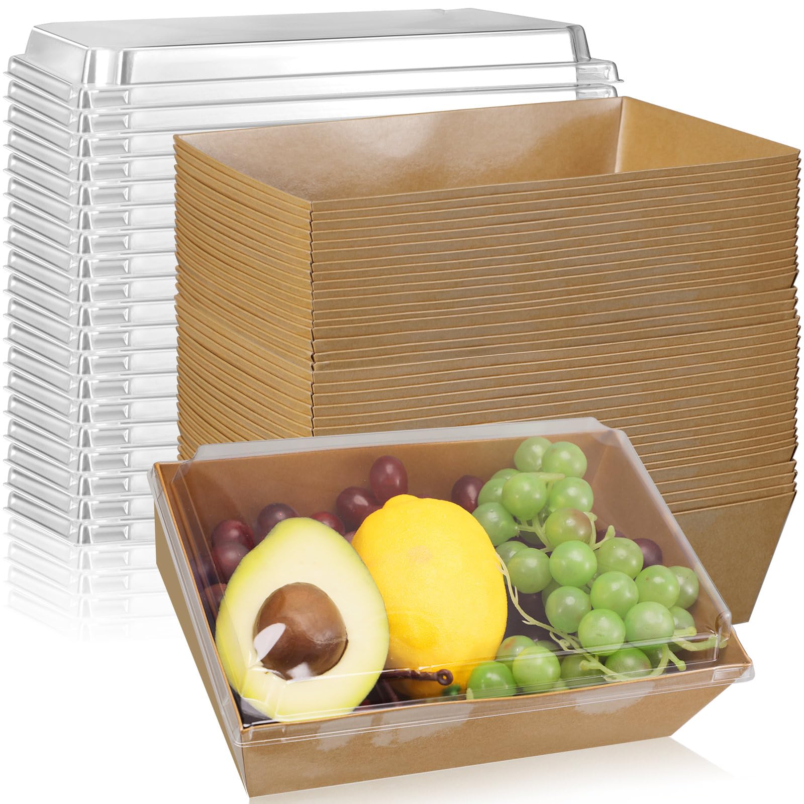 ReliThick 50 Pack 8x6 Charcuterie Boxes with Clear Lids Large ...