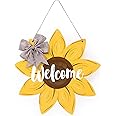 Amazon.com: Sunflower Welcome Wood Door Hanger 12 Inch Large Wooden ...