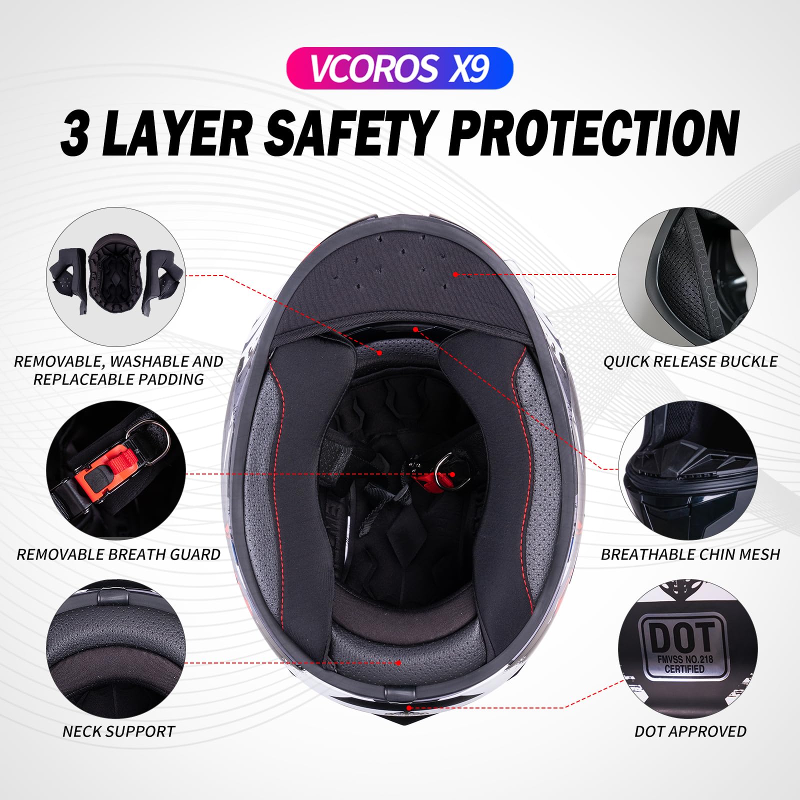 Mua VCOROS Full Face Dual Visor Motorcycle Helmet for Adults Motorbike ...
