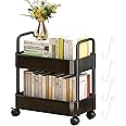 Amazon.com: 2 Tier Book Rack Storage Bookshelf - Bookcase with Wheels 2 ...