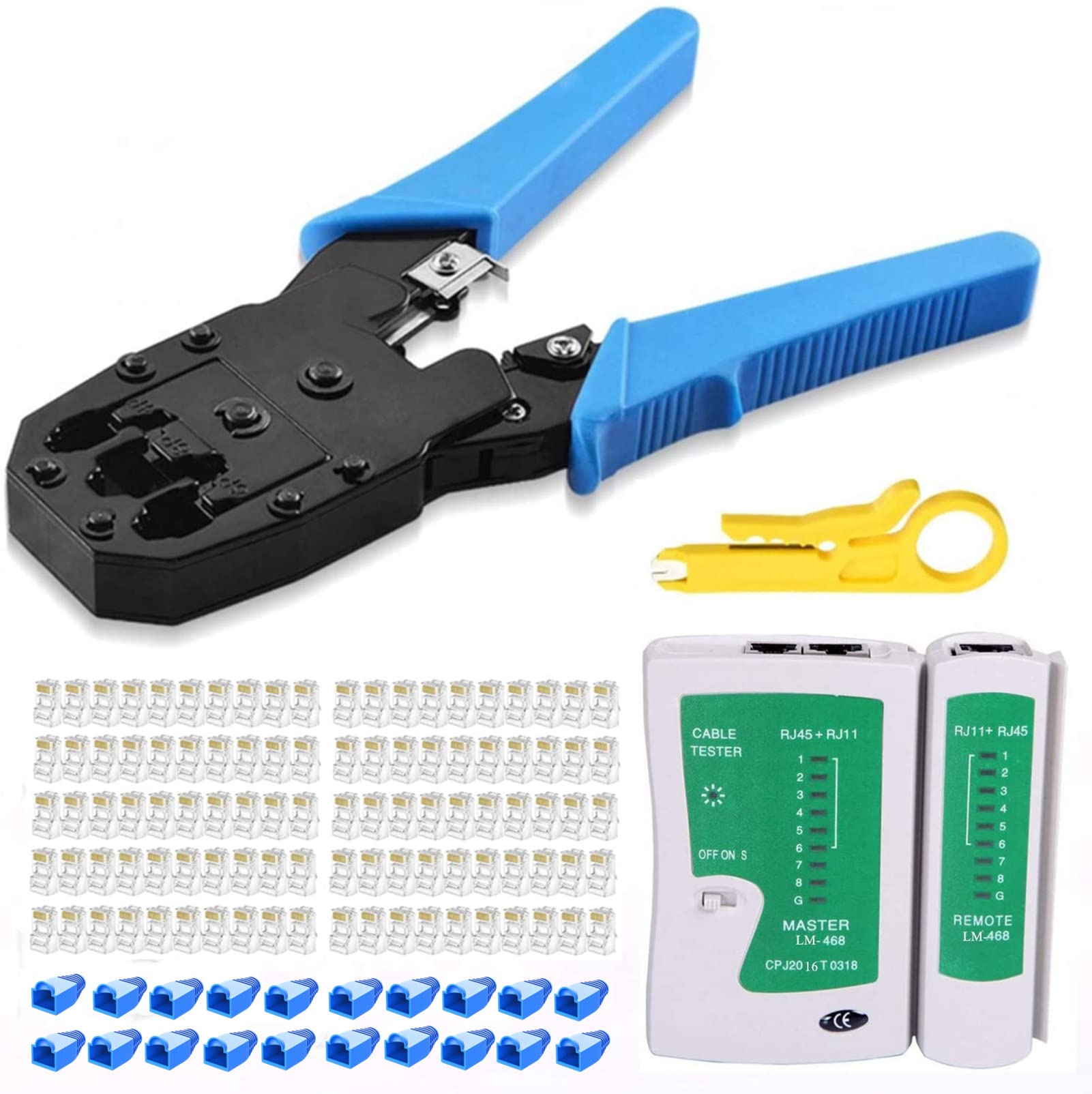 Mua rj45 Crimp Tool Kit, Cat5 Cat5e Crimping Tool with 100pcs rj45 Cat5 ...