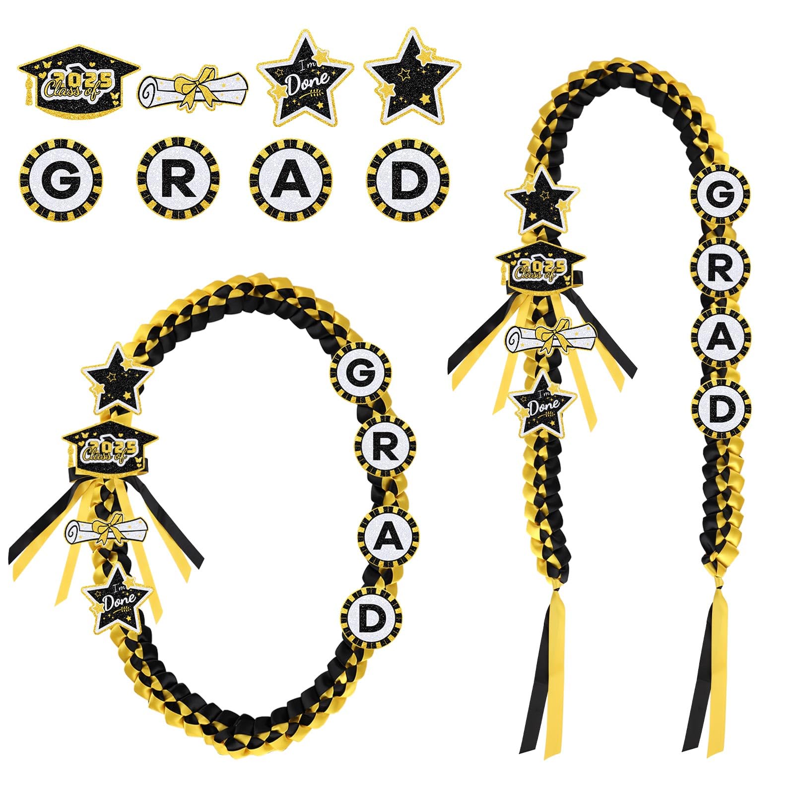 2025 Graduation Leis Set, Class of 2025 Ribbon Garland Braided Necklace ...