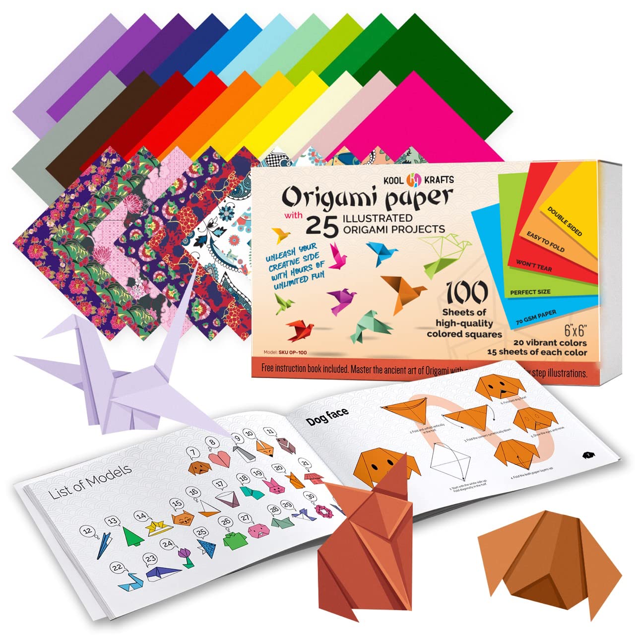 Mua Origami Paper - 100 Origami Paper Kit - Set Includes, 100 Sheets 20 ...