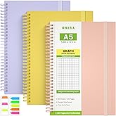 Amazon.com : EMSHOI Graph Paper Spiral Notebook, 4 Pack 5.7" x 8.22" A5 ...
