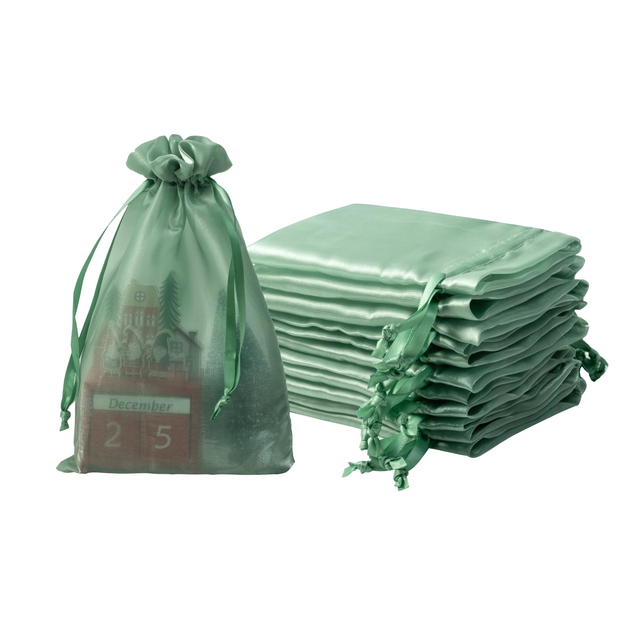 QIANF 20 Pcs Sage Green Small Organza Bags 6X9 inch for Wedding Favors ...