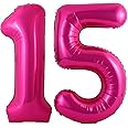 Amazon.com: Hot Pink 15 Number Balloons, 40 Inch Giant Number 15 ...