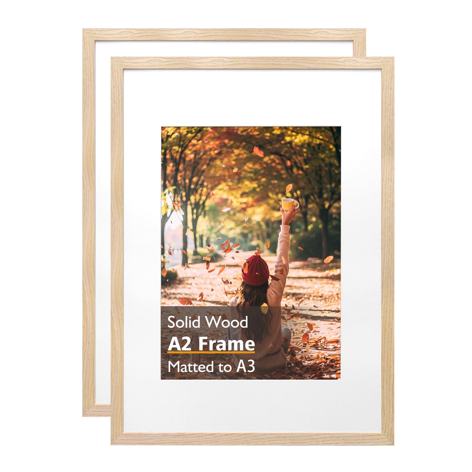 KINLINK A2 Picture Frames Natural, Solid Wood Frames with Acrylic ...