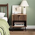 Amazon.com: Smart FENDEE Nightstands, Walnut Fluted Night Stand, Mid ...