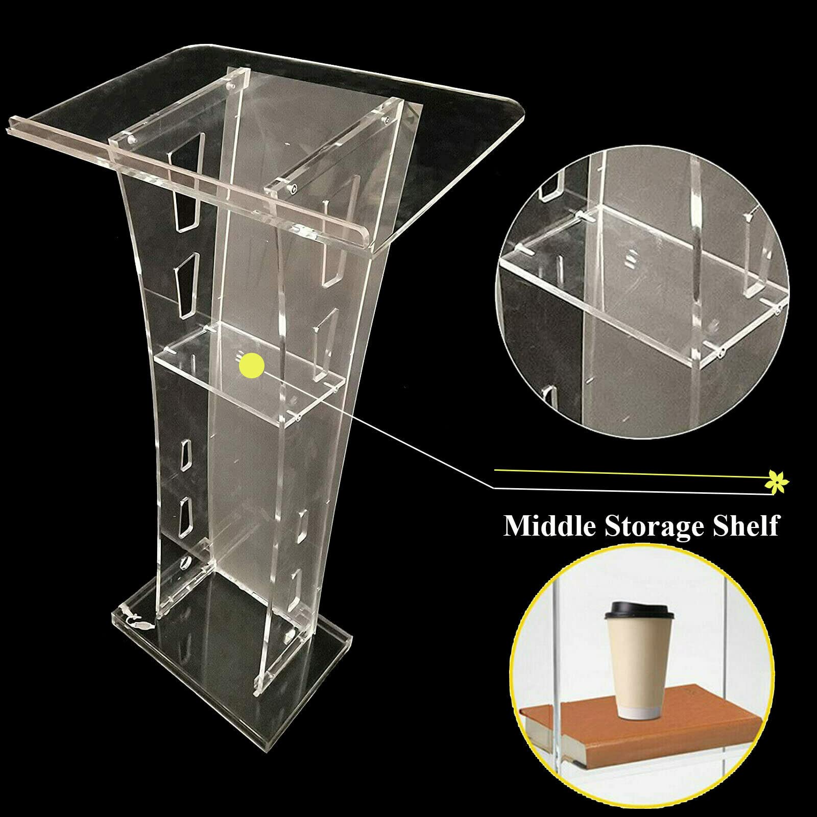 Acrylic Stand 47" Acrylic Clear Podium Conference Speech Pulpit Podium ...