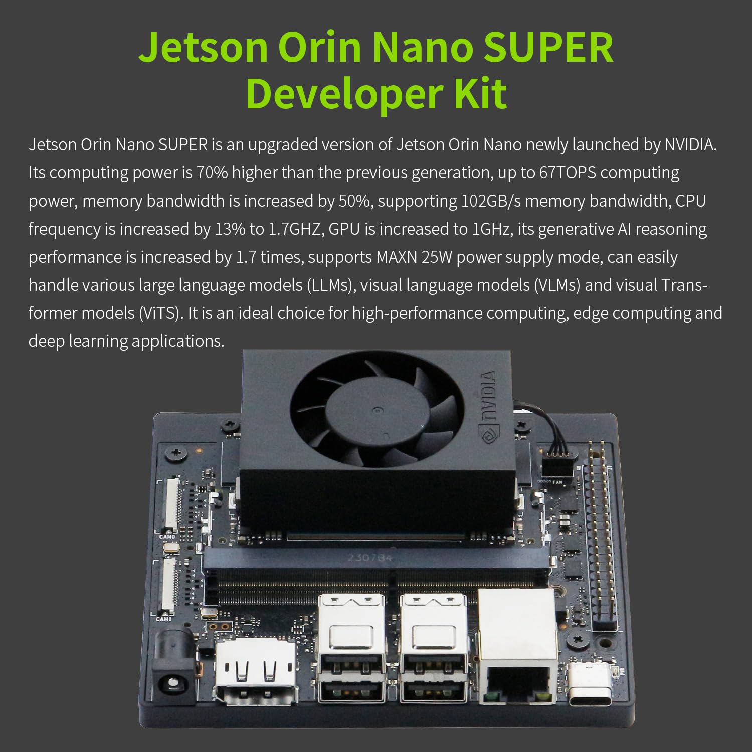 Nvidia Jetson Orin Nano 8GB Ram Super Board (Oficial) Kit de la Junta ...