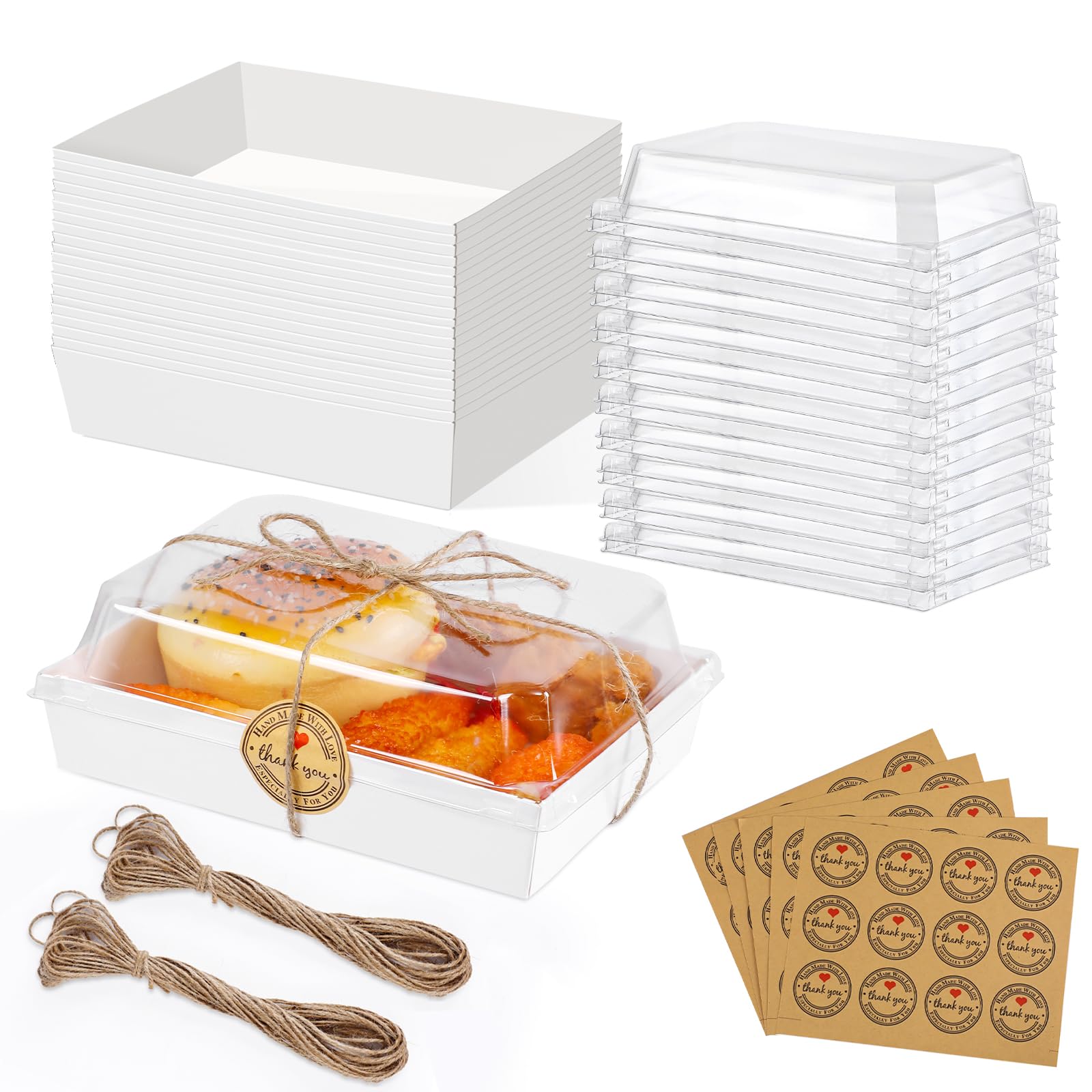 Dualshine 50 Pack Charcuterie Boxes with Clear Lids, 5x7 Inches White ...