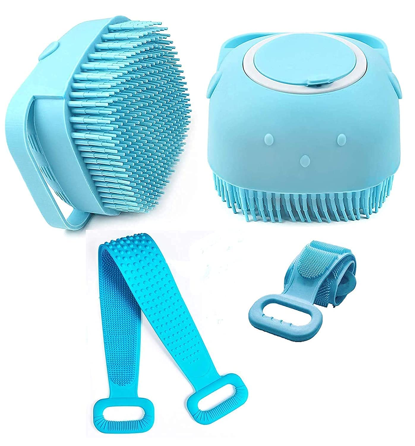 Kuhoo Combo of Silicon Bath Scrub and Silicon Back Scrubber Belt ...