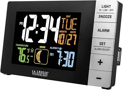 Amazon.com: La Crosse Technology Color Alarm Clock with Indoor ...