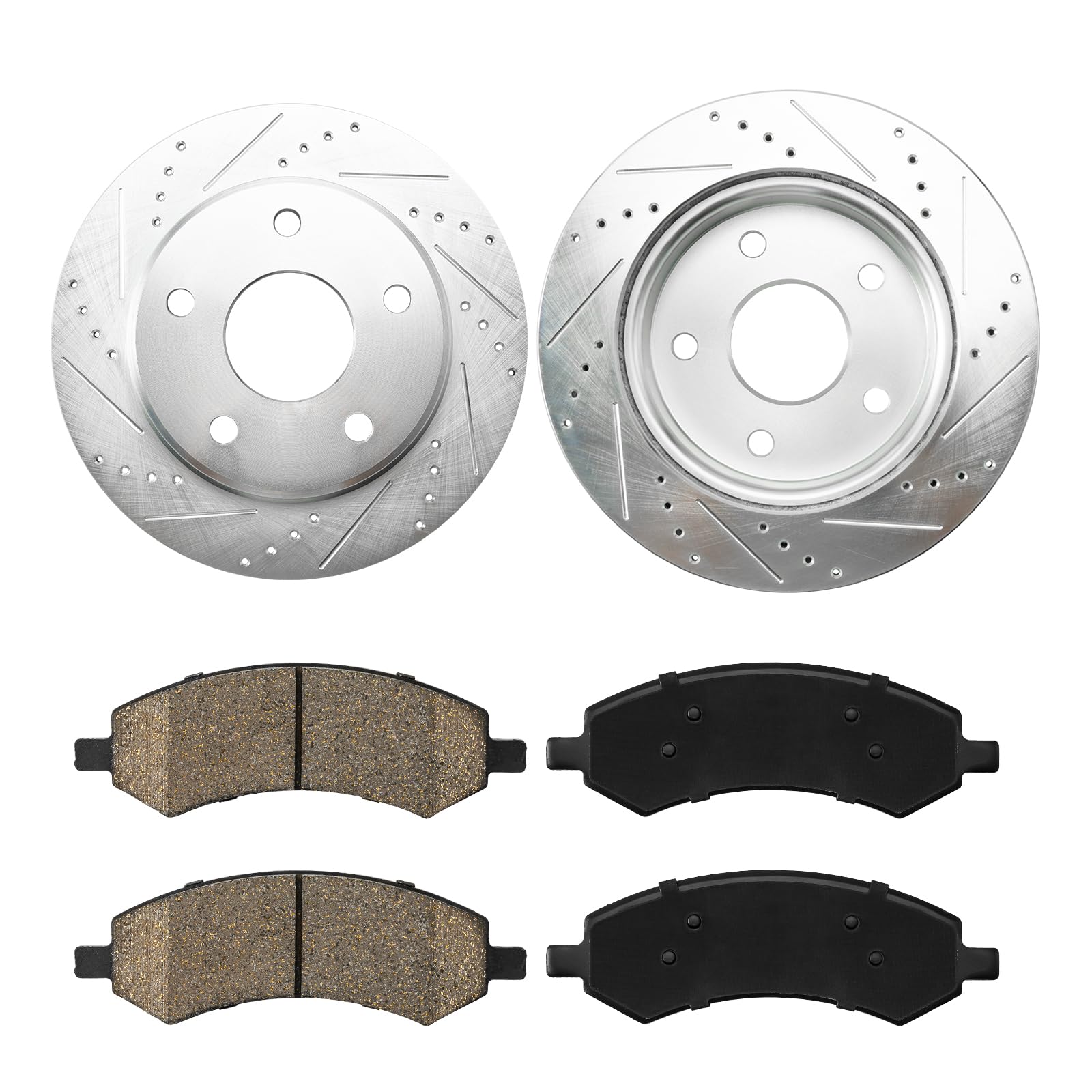 KAC Front Brake Kit Ventilated Brake Rotors Disc and Ceramic Brake Pads ...