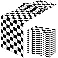 Amazon.com: 12 Pack Checkered Table Runner, Polyester Classic Black and ...