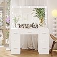 Amazon.com - Irontar Vanity Table, Makeup Desk with Lighted Mirror, 3 ...