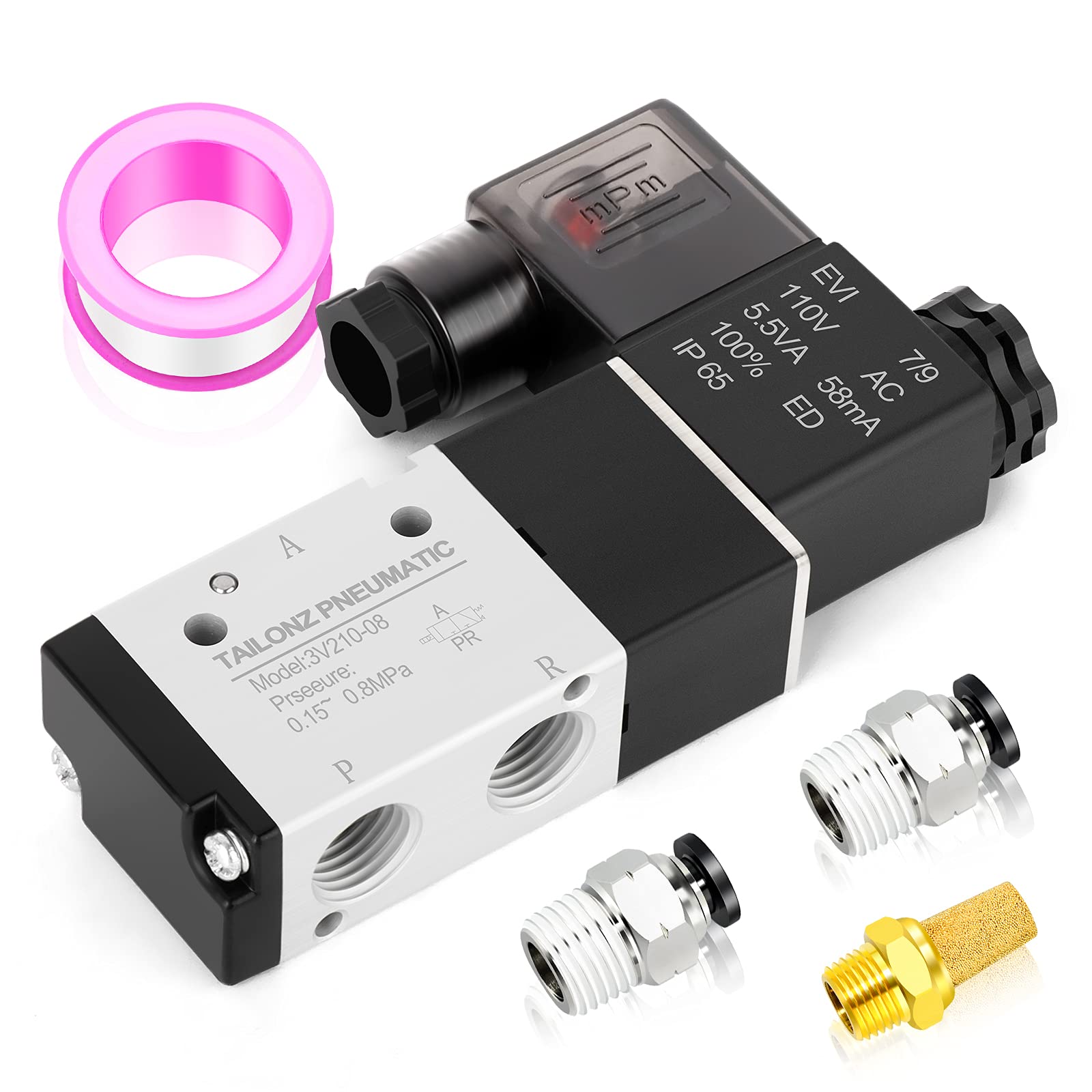 Mua TAILONZ PNEUMATIC 1/4"NPT Solenoid Valve 3V210-08 AC110V Single Coil Pilot-Operated Electric ...