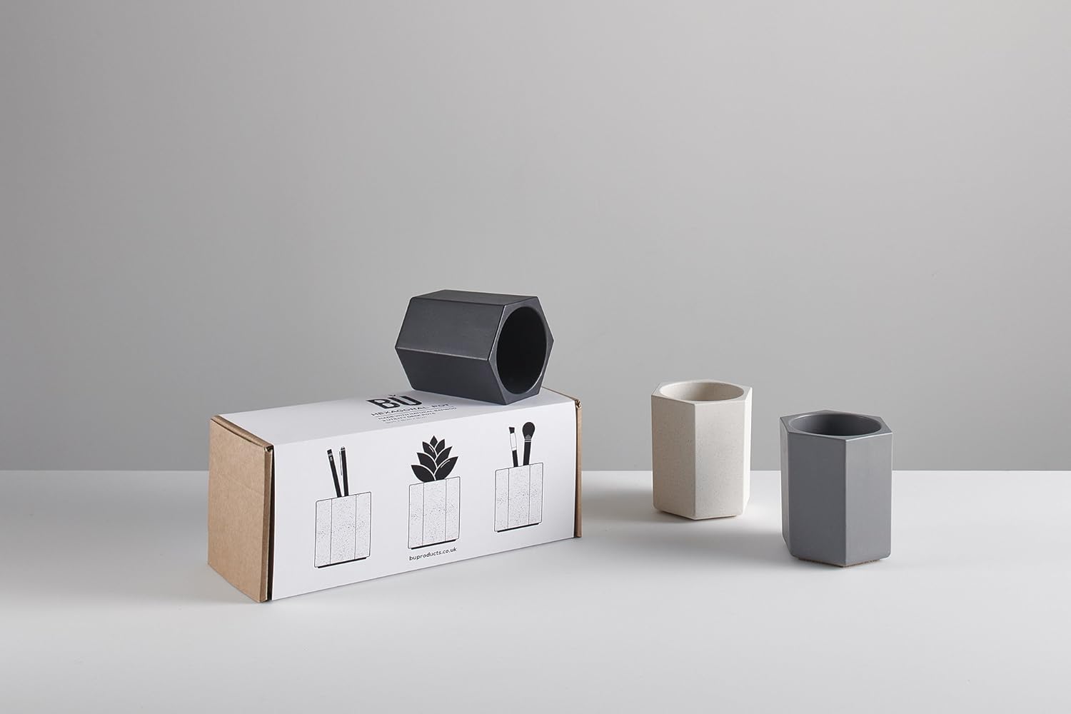 Hexagonal Bamboo Fibre Desk Pot: Pen Cup Tidy, Minimalist Office ...