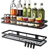 Rolanstar Spice Rack Organizer with Wire Basket, 3-Tier 16.9" Kitchen ...