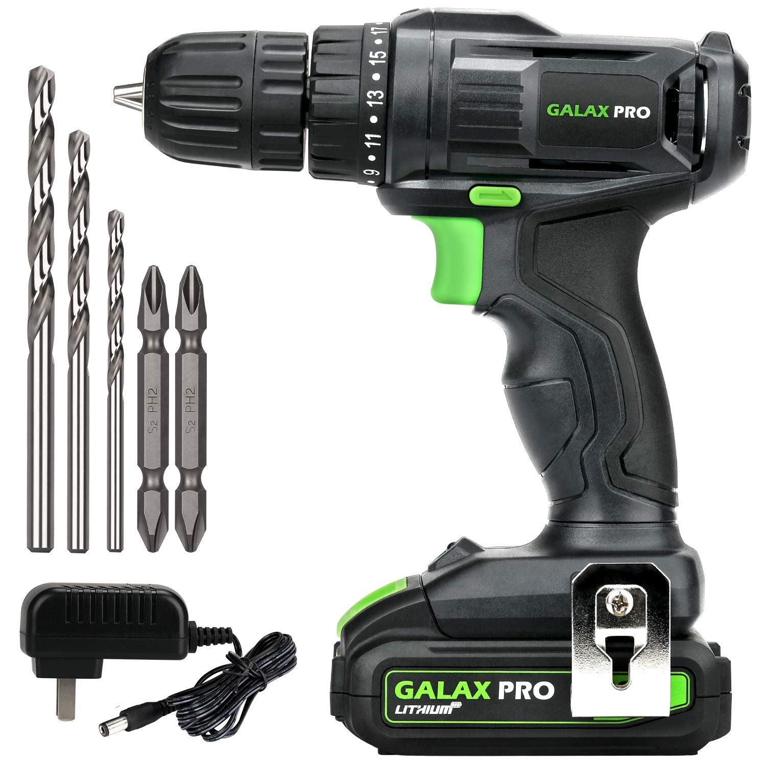 GALAX PRO 20V Cordless Drill Driver with Work Light, Max Torque 20N.m ...