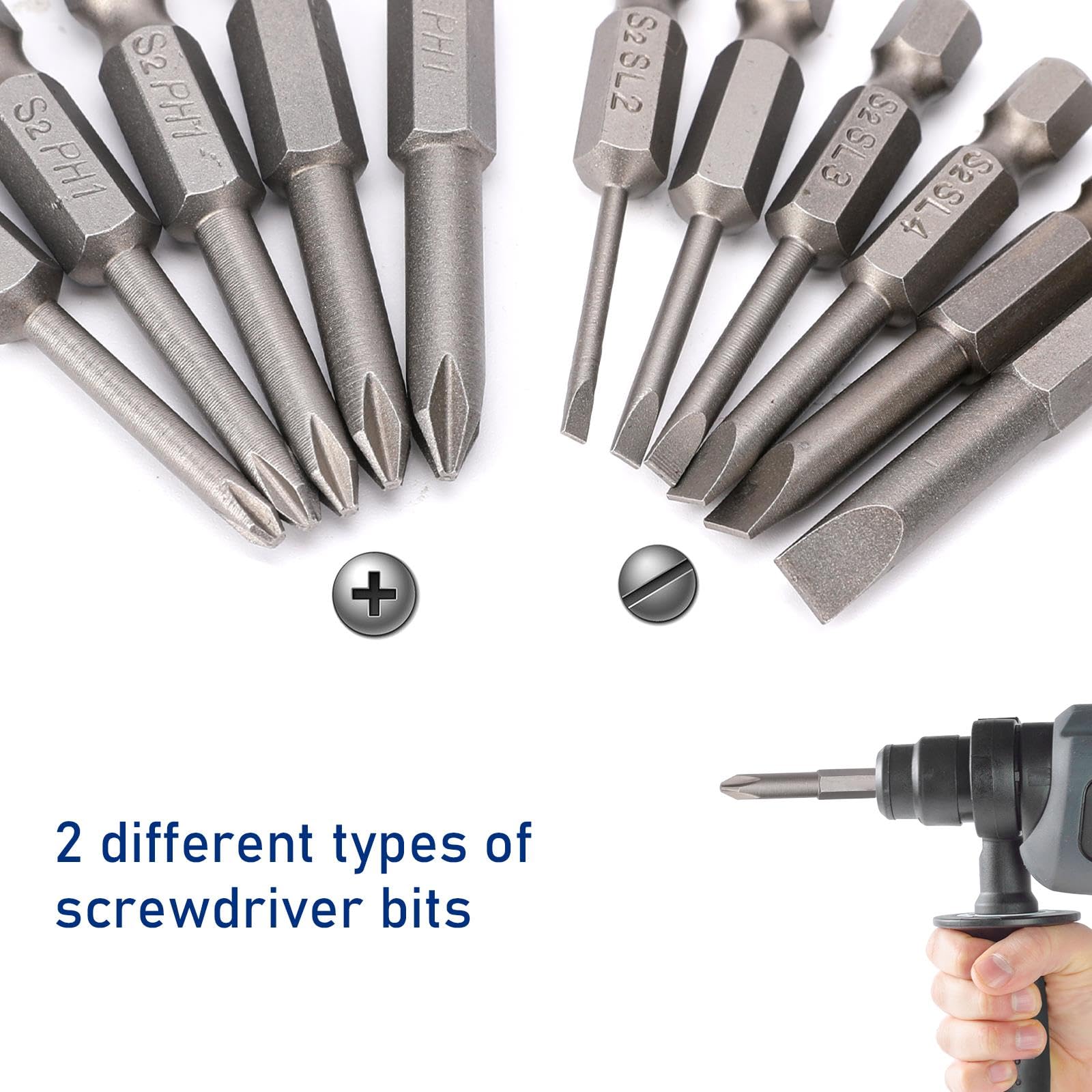 Mua 18pcs Slotted Phillips Screwdriver Bit Set 1/4 Inch Hex Shank S2 Alloy Steel Magnetic Flat ...