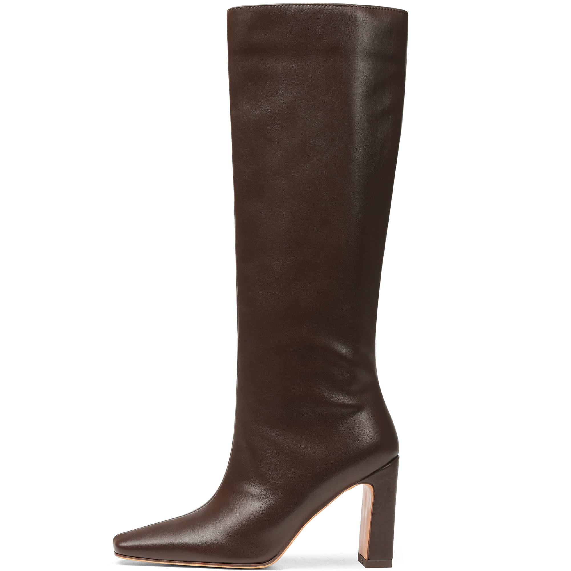 Lovee Cosee Chocolate Leather Knee High Boots for Women Dark Brown ...