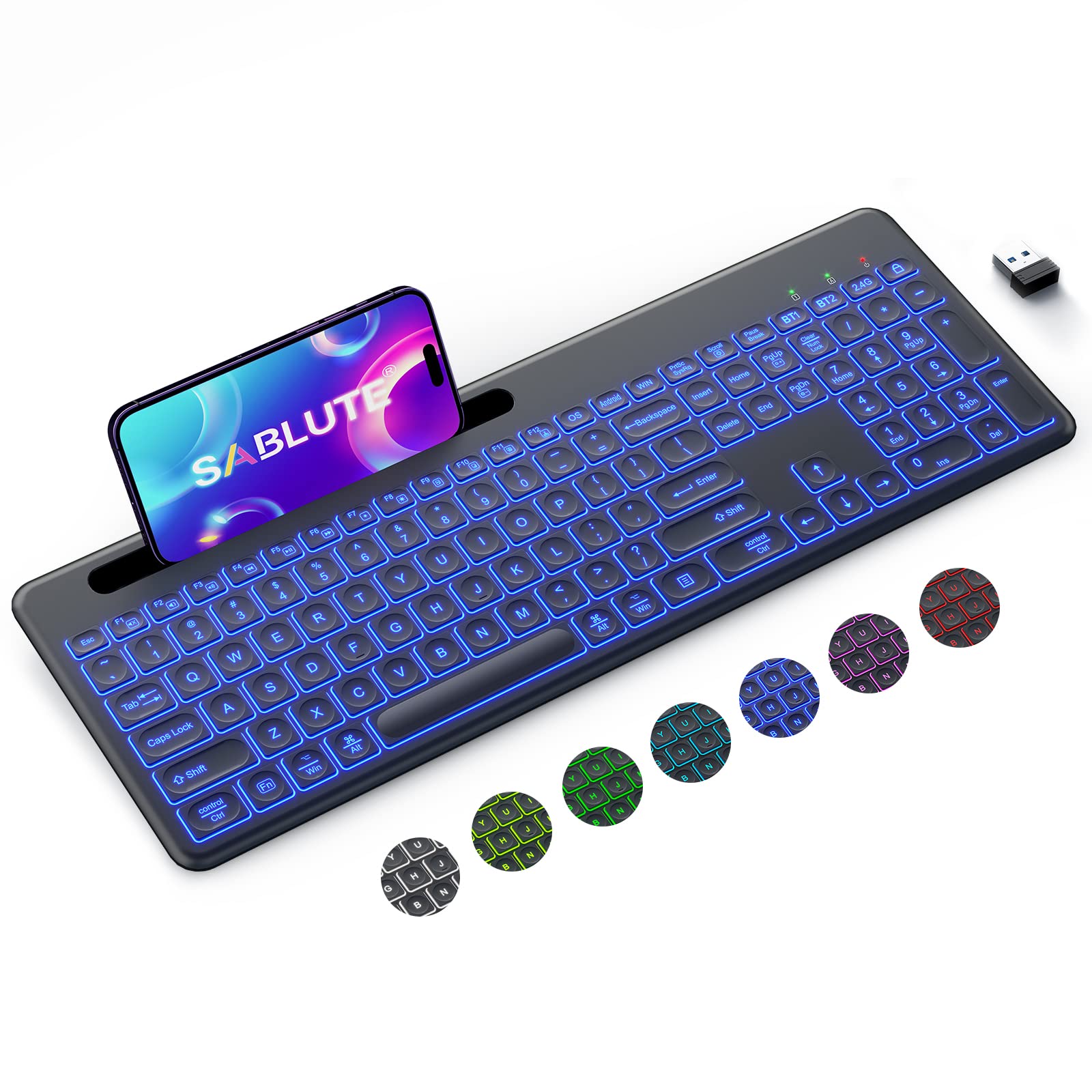Mua SABLUTE Wireless Keyboard with Bluetooth and 2.4GHz Mode, Backlight ...