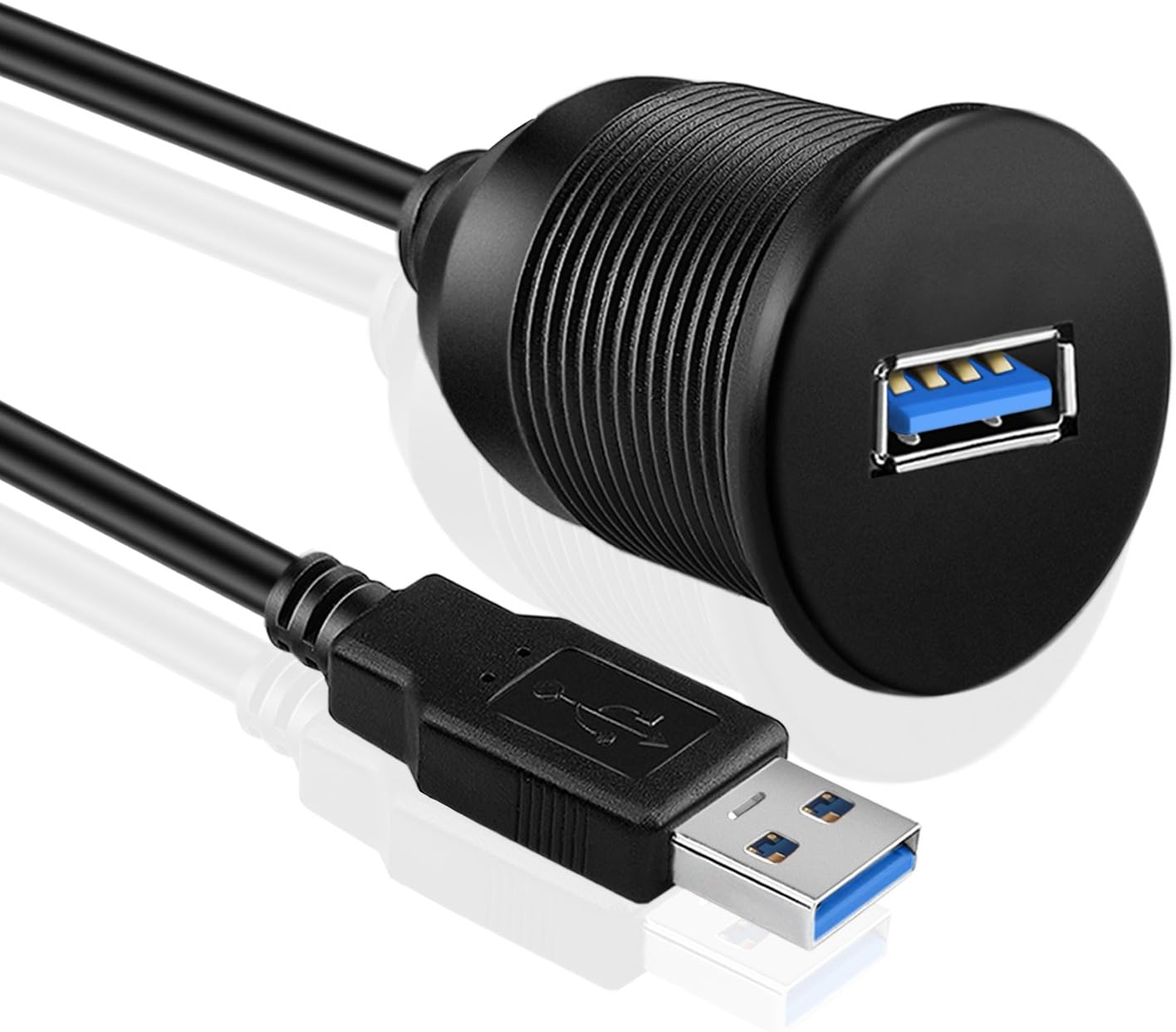 TNP USB 3.0 Flush Mount Cable, Dashboard Panel Dash Mount 1 Port Dual ...