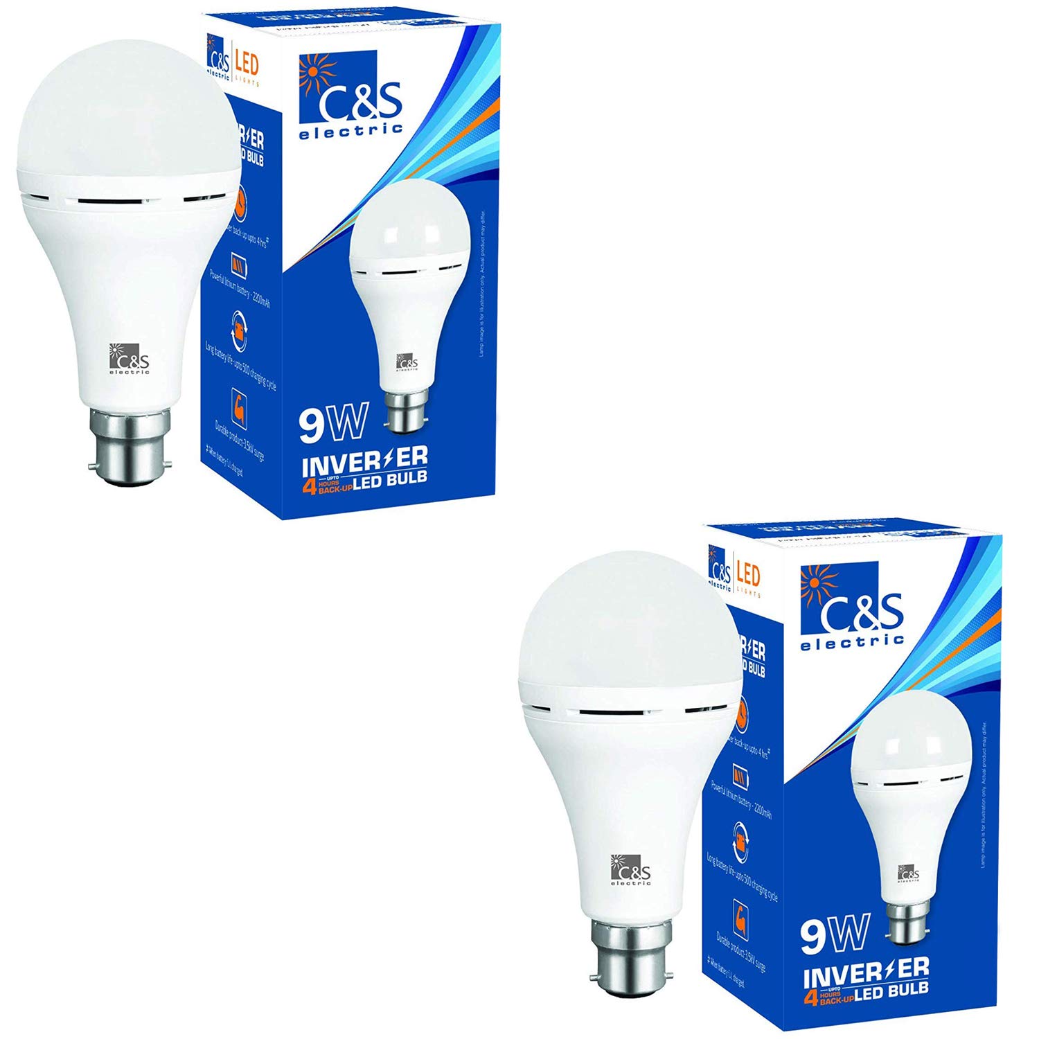 Buy C&S Electric 9W Inverter Bulb (Pack of 2, Rechargeable/Emergency ...